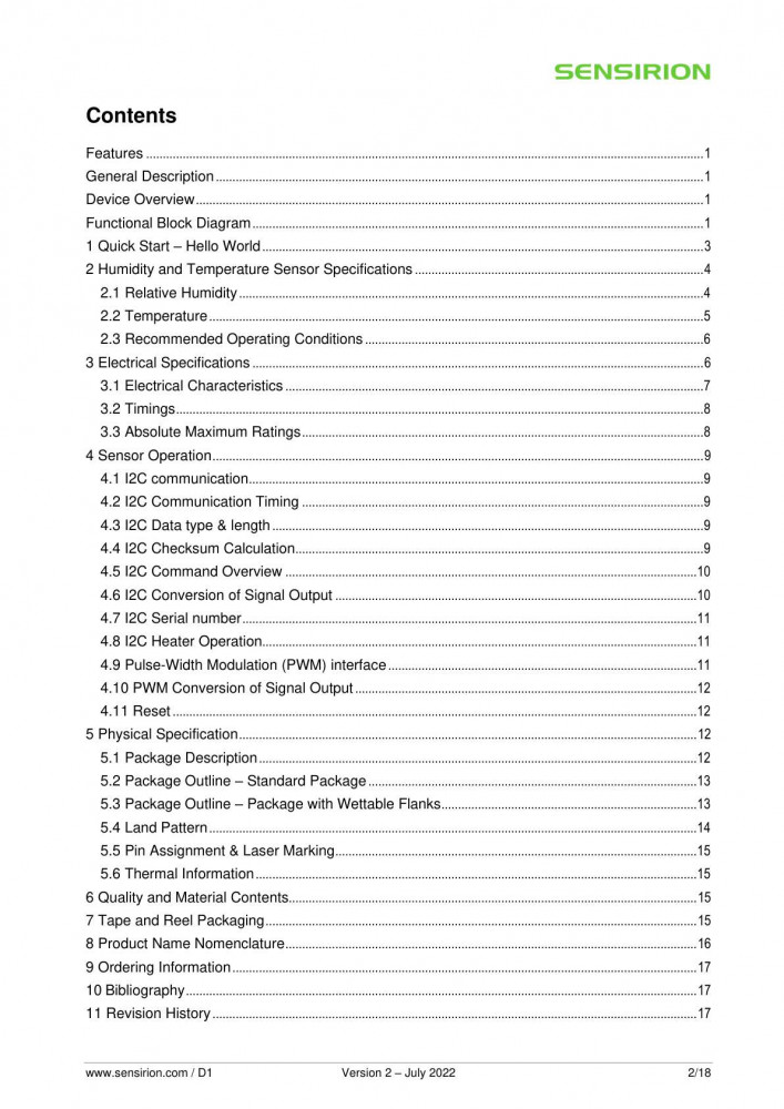 SHT4xA datasheet page 2