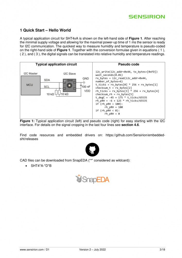 SHT4xA datasheet page 3