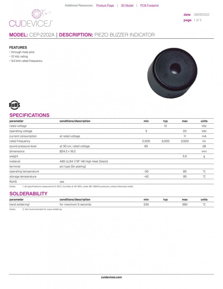 CEP-2202A datasheet page 1