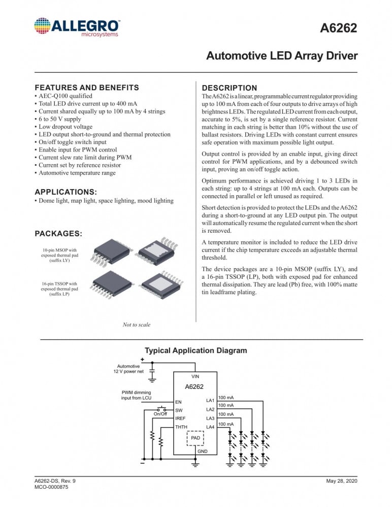A6262 datasheet page 1