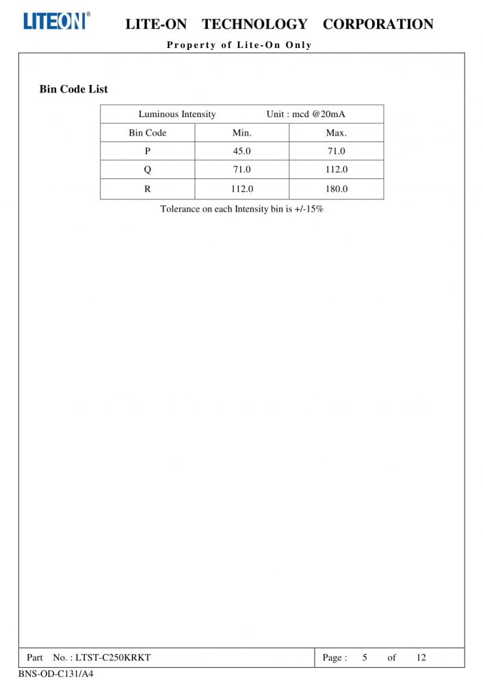 LTST-C250KRKT datasheet page 5