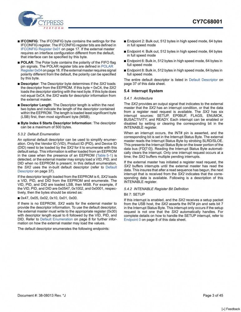 CY7C68001-56PVXC technical document page 3