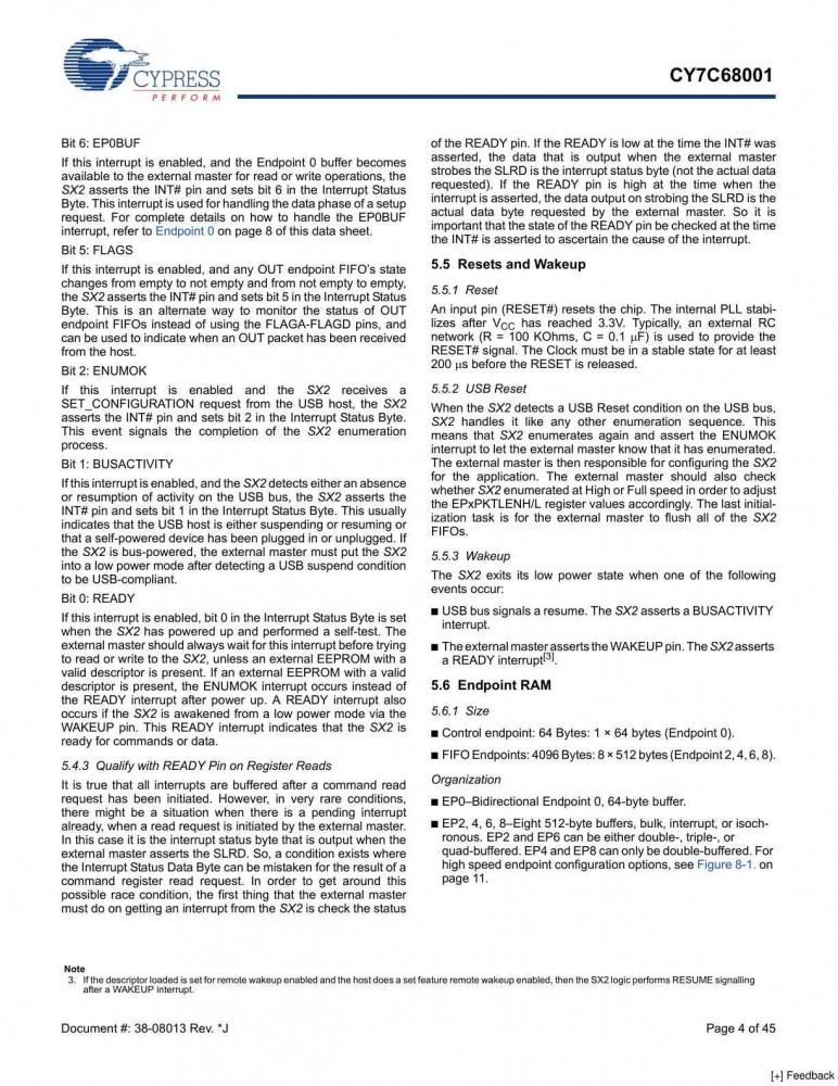 CY7C68001-56PVXC technical document page 4