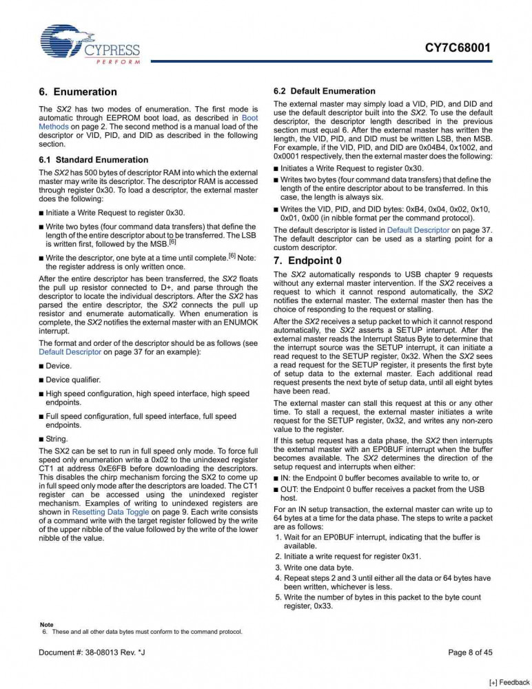 CY7C68001-56PVXC technical document page 8