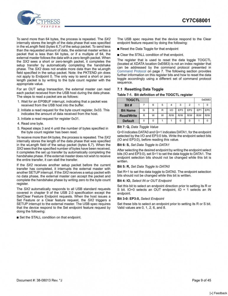 CY7C68001-56PVXC technical document page 9