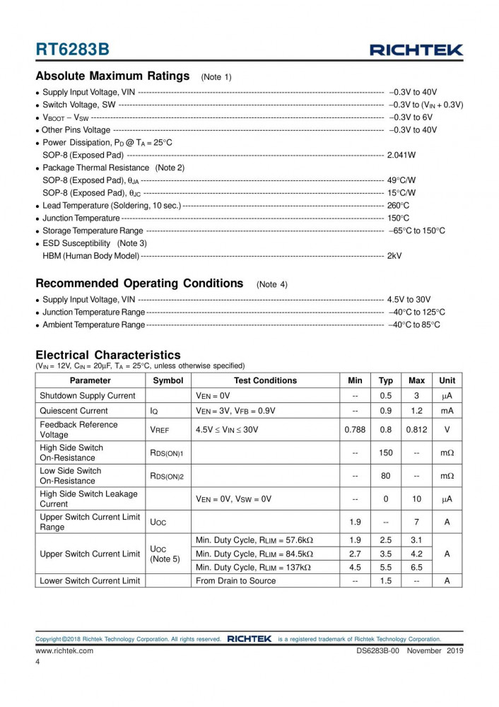 RT6283B datasheet page 4