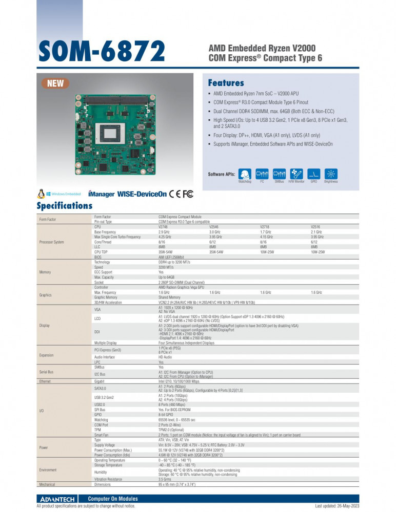 SOM-6872 product document page 1