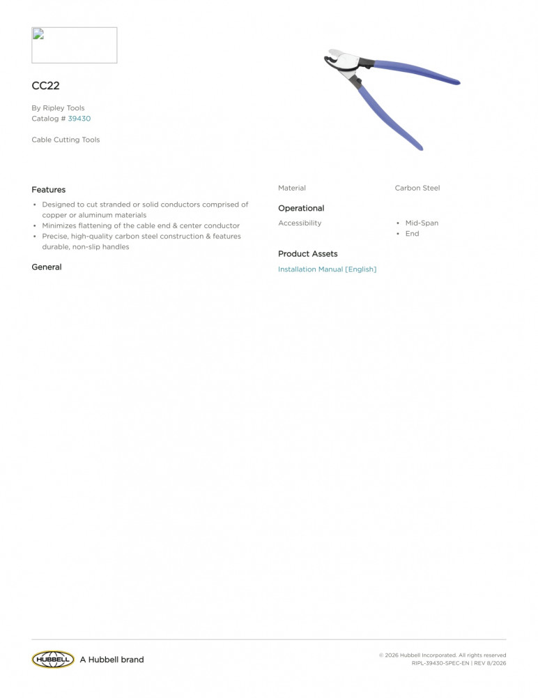 CC22 cable cutter product document image