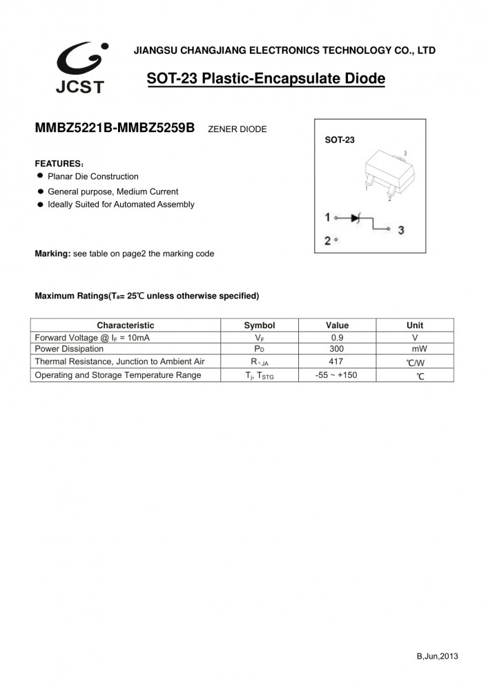 MMBZ5226B datasheet page 1