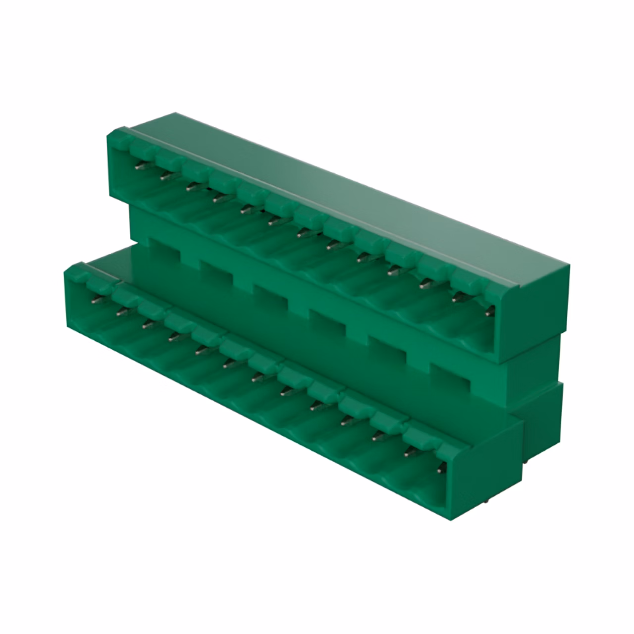 5.00mm Pitch Eurostyle Horizontal Dual Level PCB Header, Closed Ends, Green Housing, 26 Circuits for sale