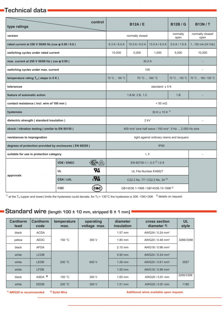 Cantherm B12 technical document page 2