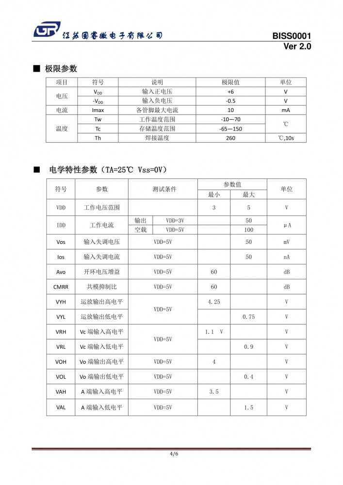 BISS0001 datasheet page 4