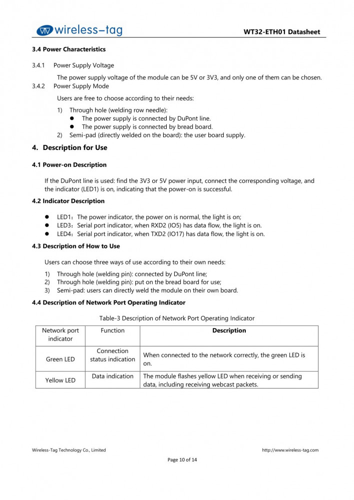 WT32-ETH01 datasheet page 10