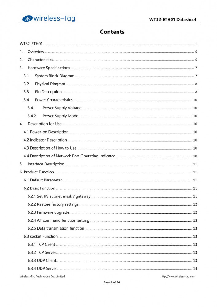 WT32-ETH01 datasheet page 4