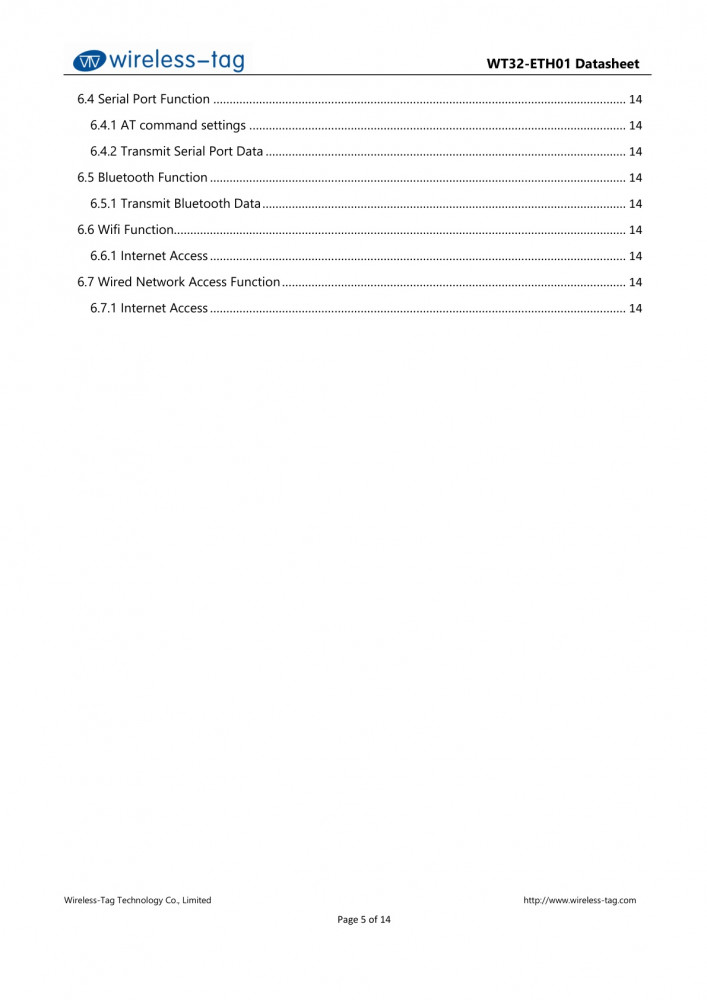 WT32-ETH01 datasheet page 5