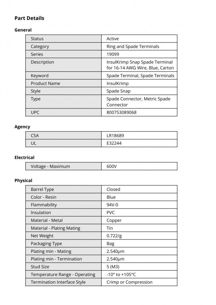 MOLEX 190990025 product document, page image 2