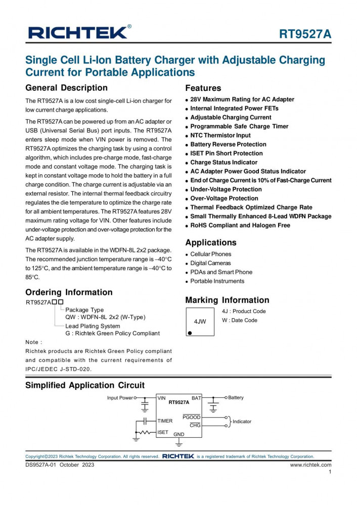 RT9527A datasheet page 1