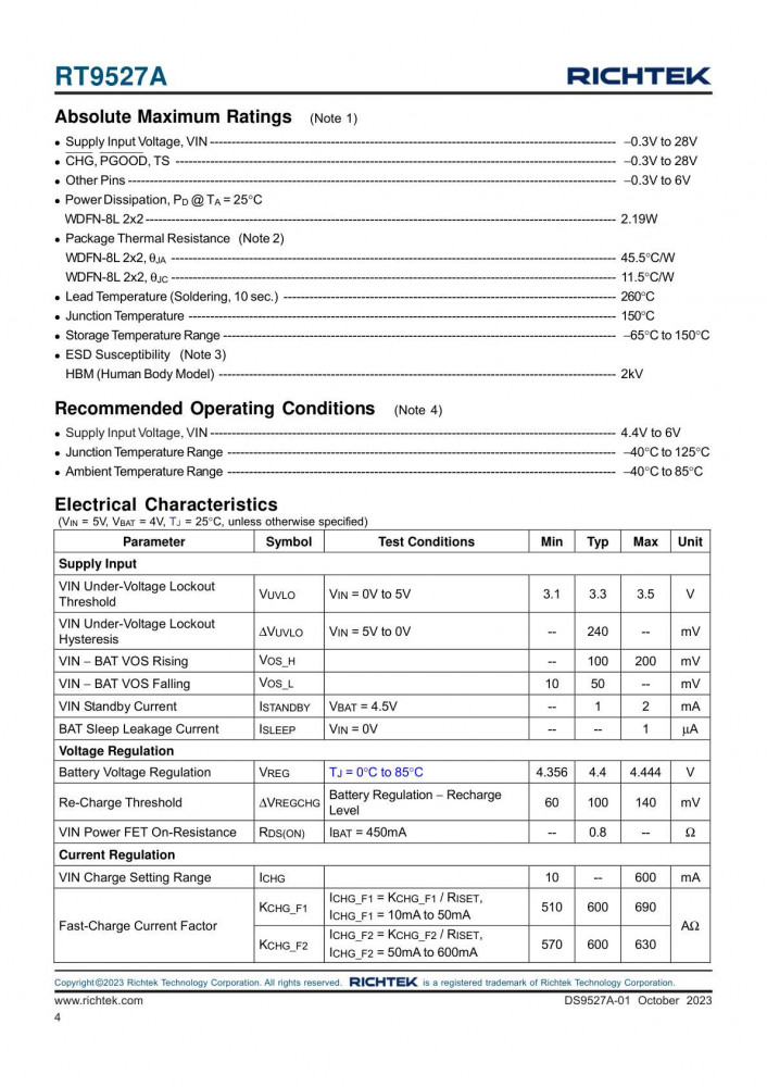 RT9527A datasheet page 4