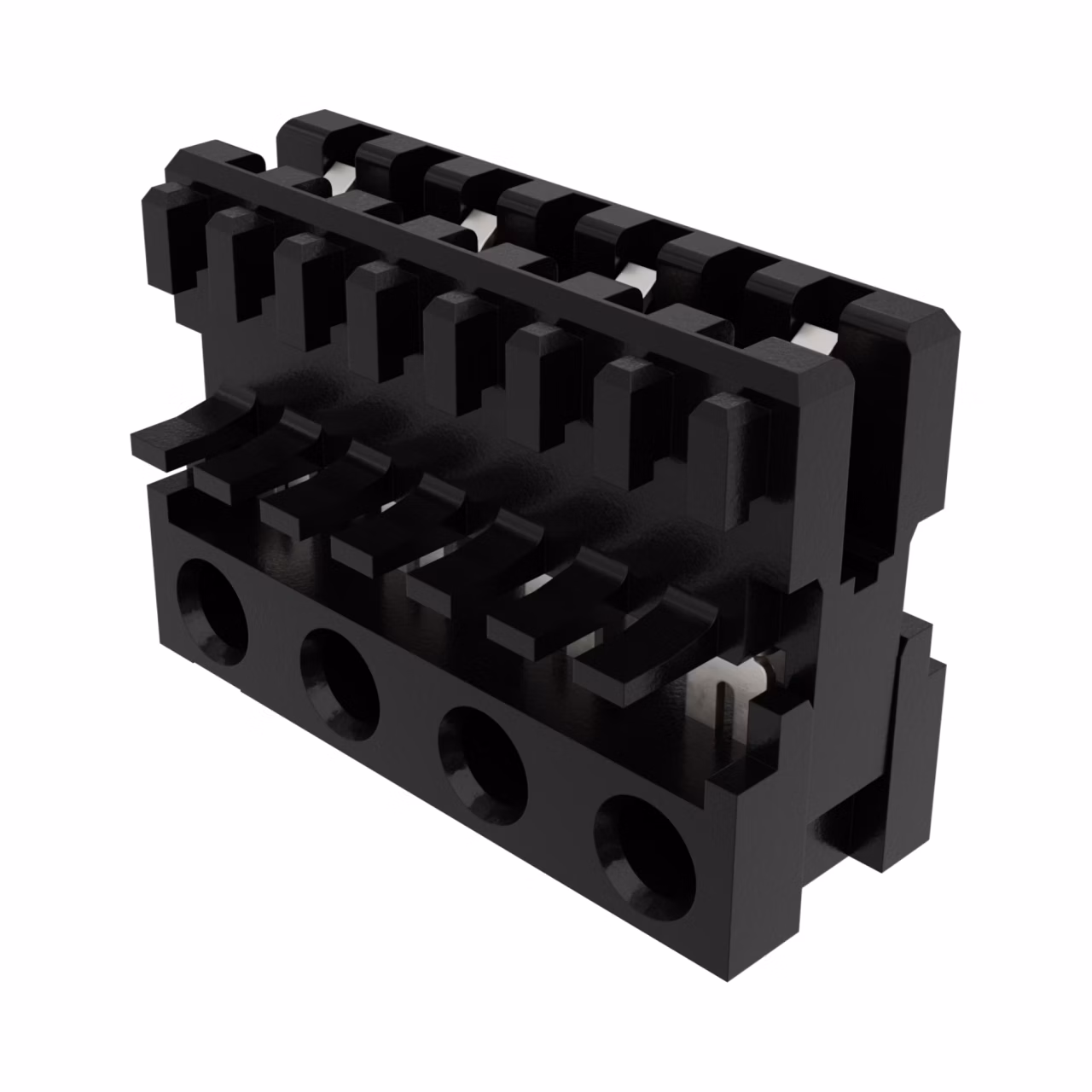5.00mm R-Power RAST Female Connector, 10.0A, Tin Plated, 4 Circuits, UL94-V0, Fully Coded, Open End Walls, Black for sale
