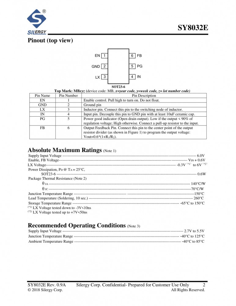 SY8032EABC datasheet page 2