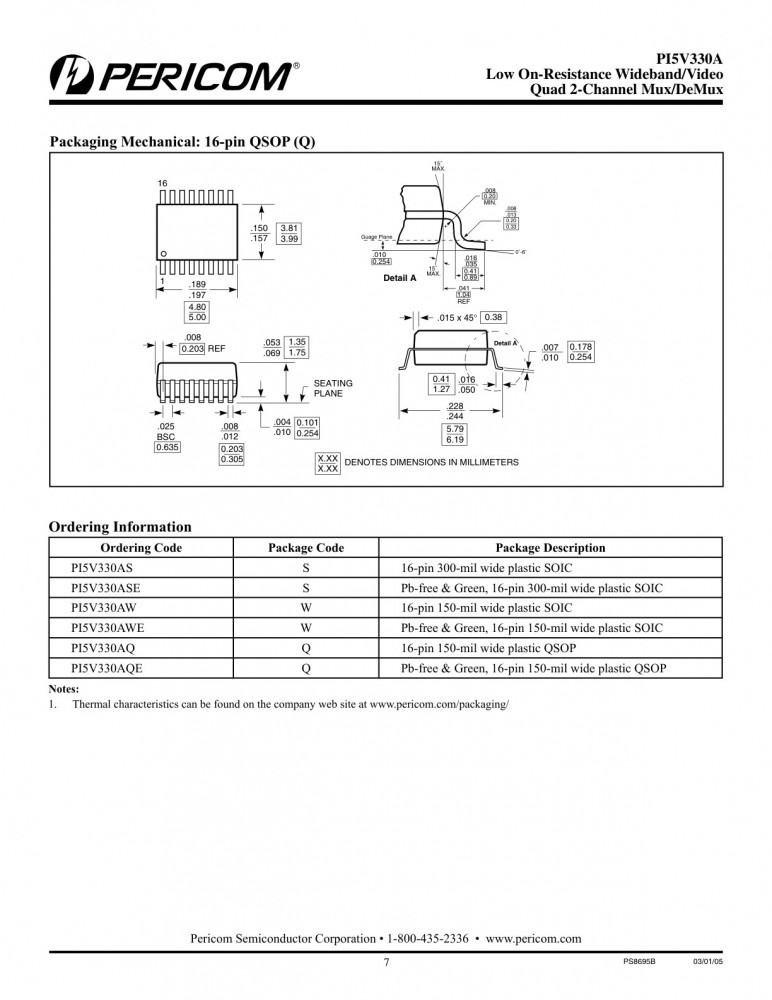 PI5V330AQEX datasheet page 7