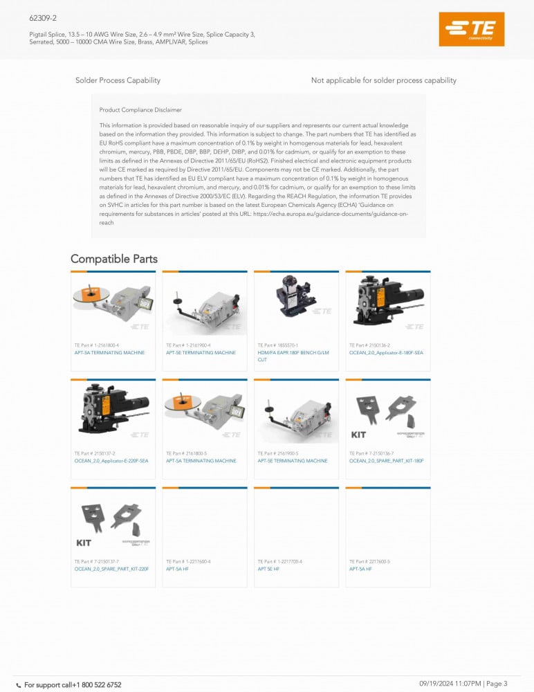 TE Connectivity 62309-2 technical document page 3