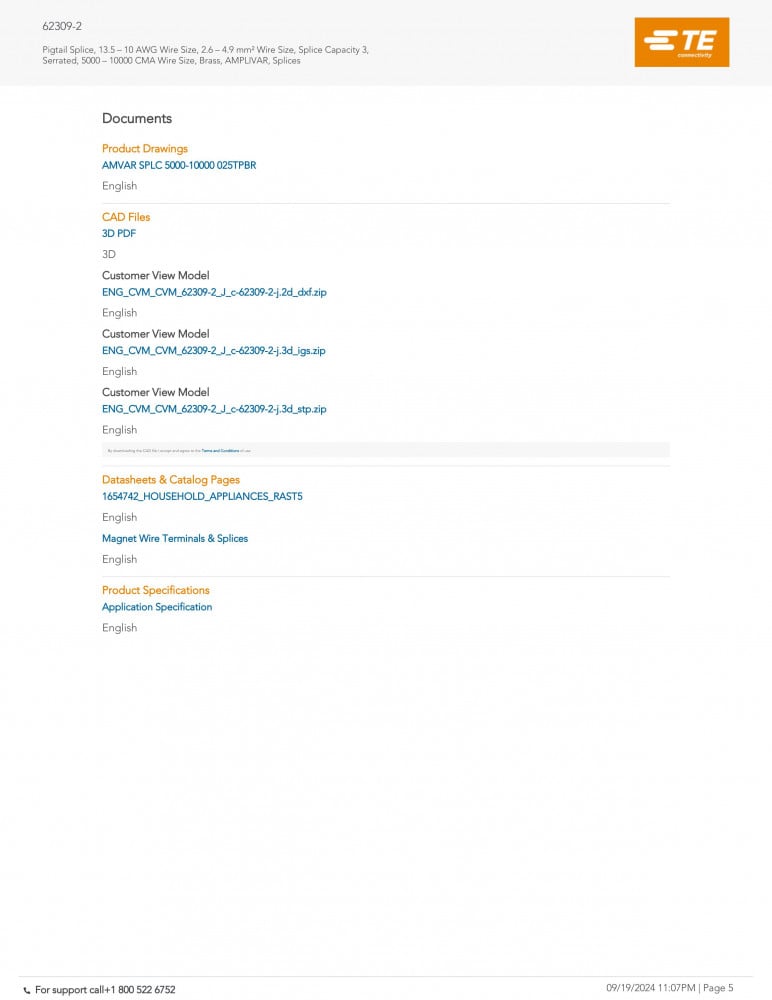 TE Connectivity 62309-2 technical document page 5