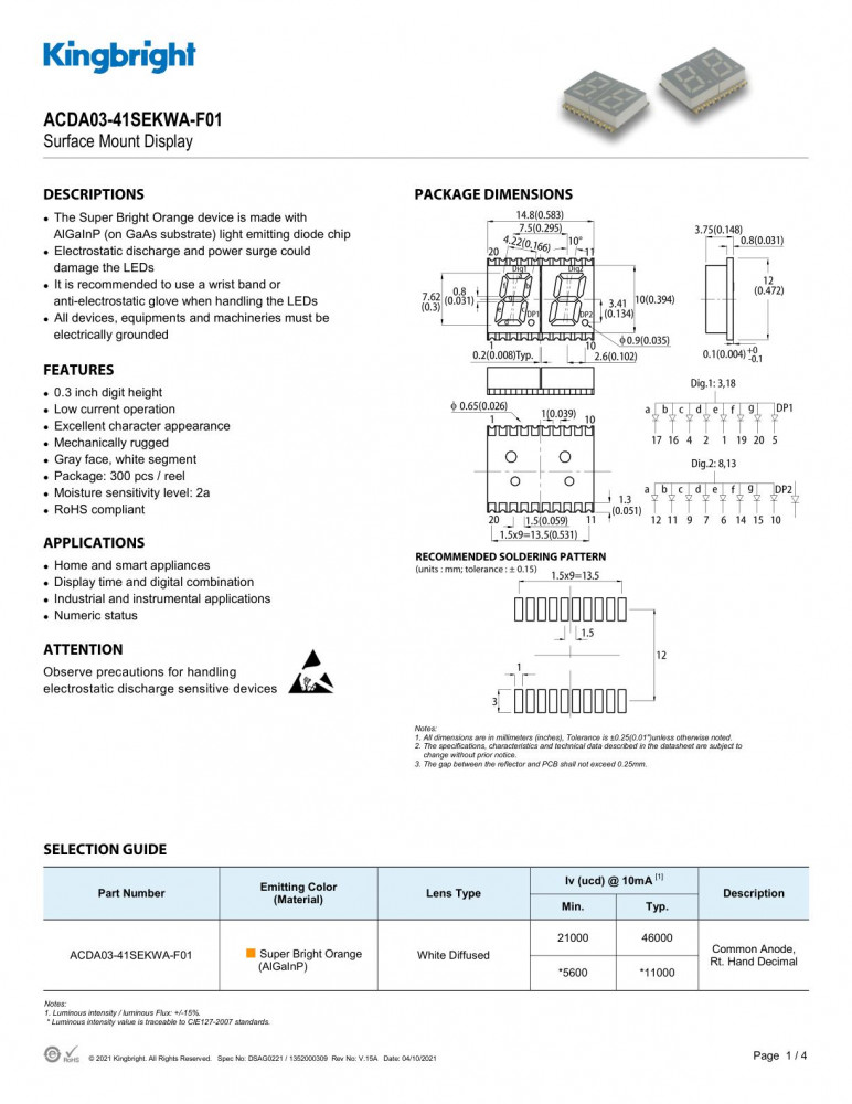 ACDA03-41SEKWA-F01 datasheet page 1