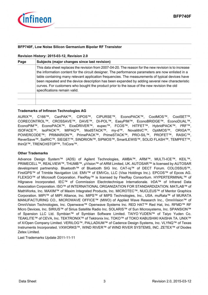 BFP740F datasheet page 3
