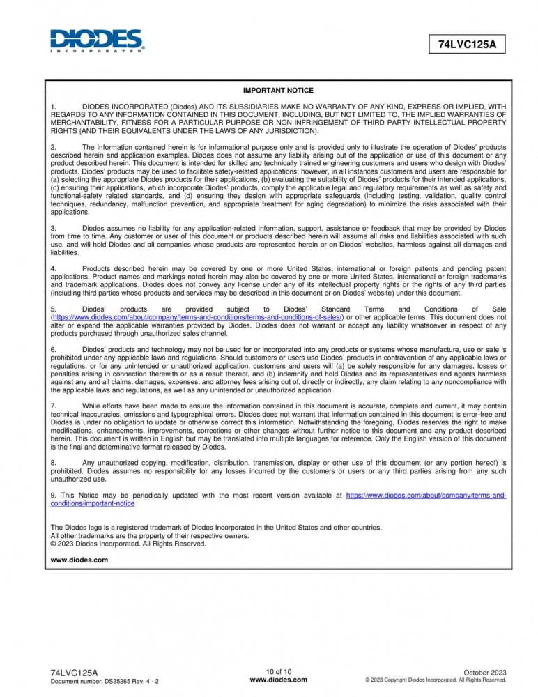 74LVC125AT14-13 datasheet page 10