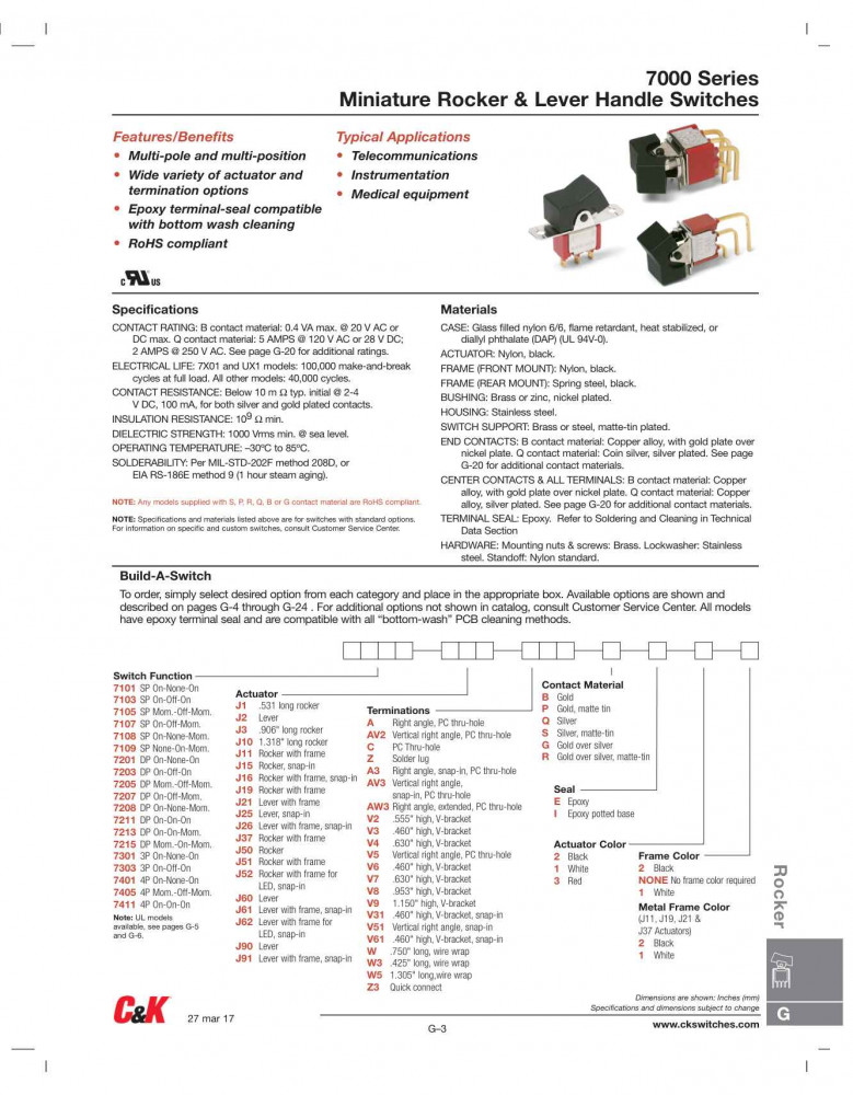 C&K 7000 Series datasheet page 1