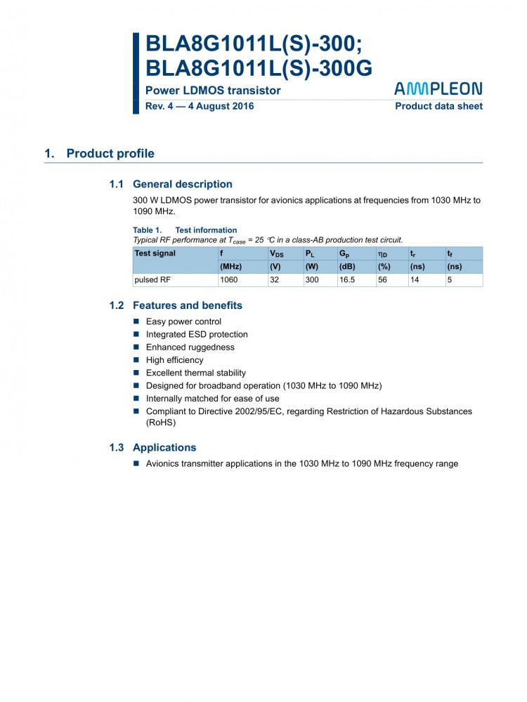 BLA8G1011L-300U datasheet page 1