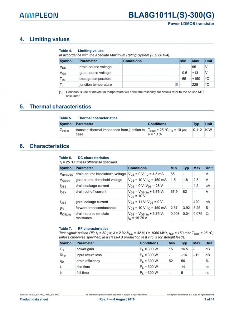BLA8G1011L-300U datasheet page 3