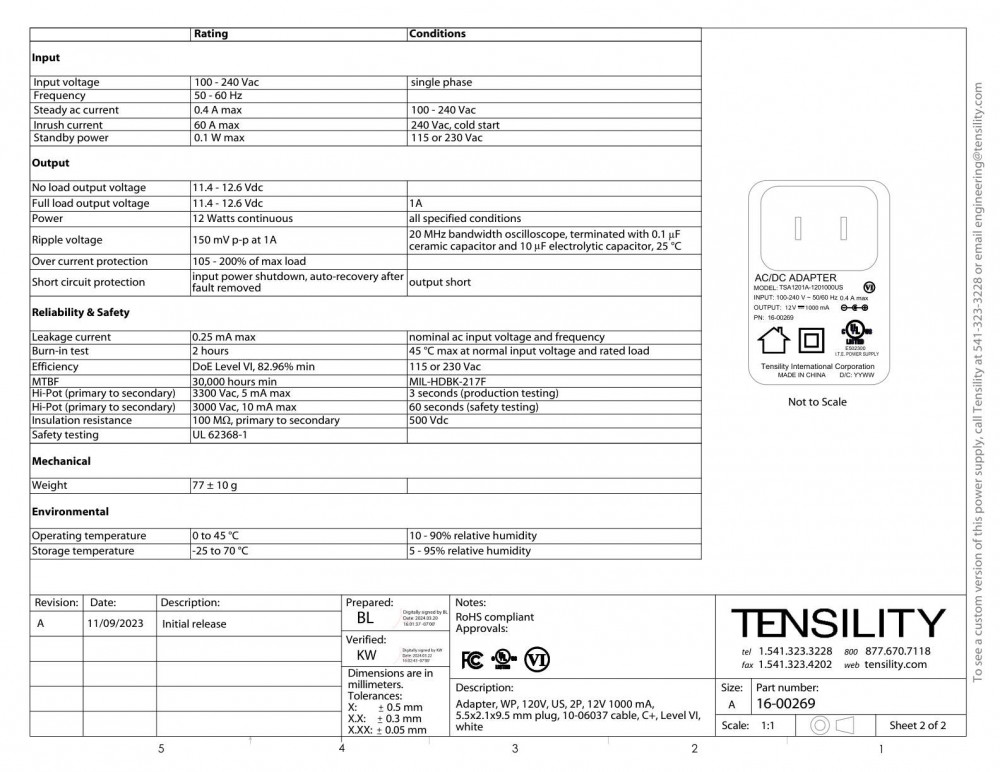 Tensility International 16-00269 product drawing, sheet 2