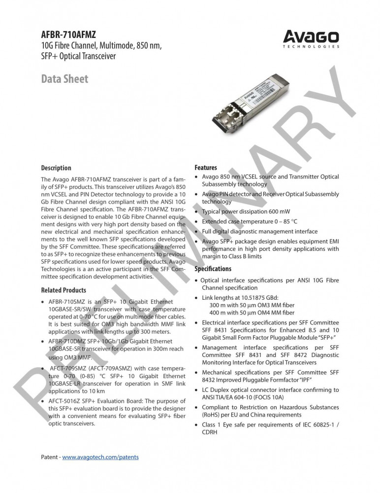 AFBR-710AFMZ datasheet page 1