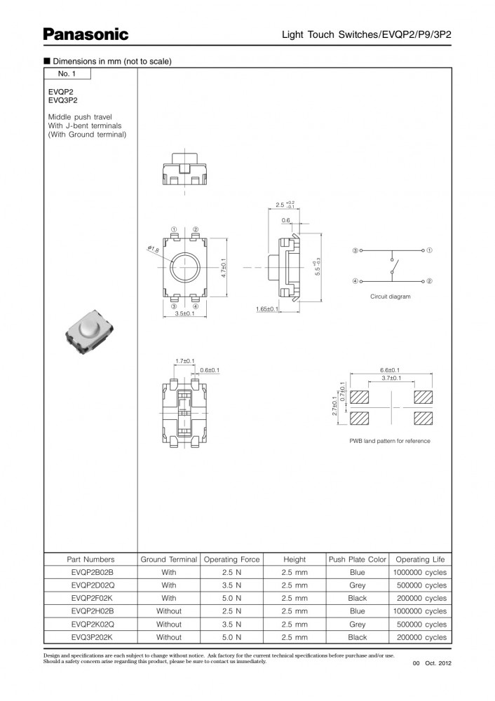 PANASONIC EVQP series technical document page 2
