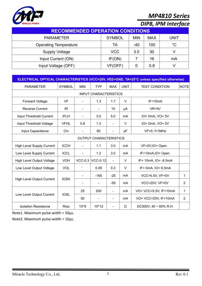 MP4810 datasheet page 3