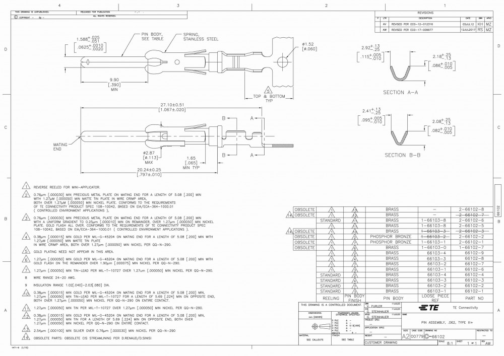 TE Connectivity 66102-9 technical drawing preview