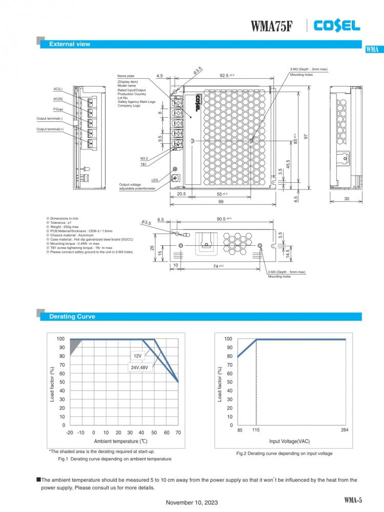 Cosel WMA series datasheet page 5