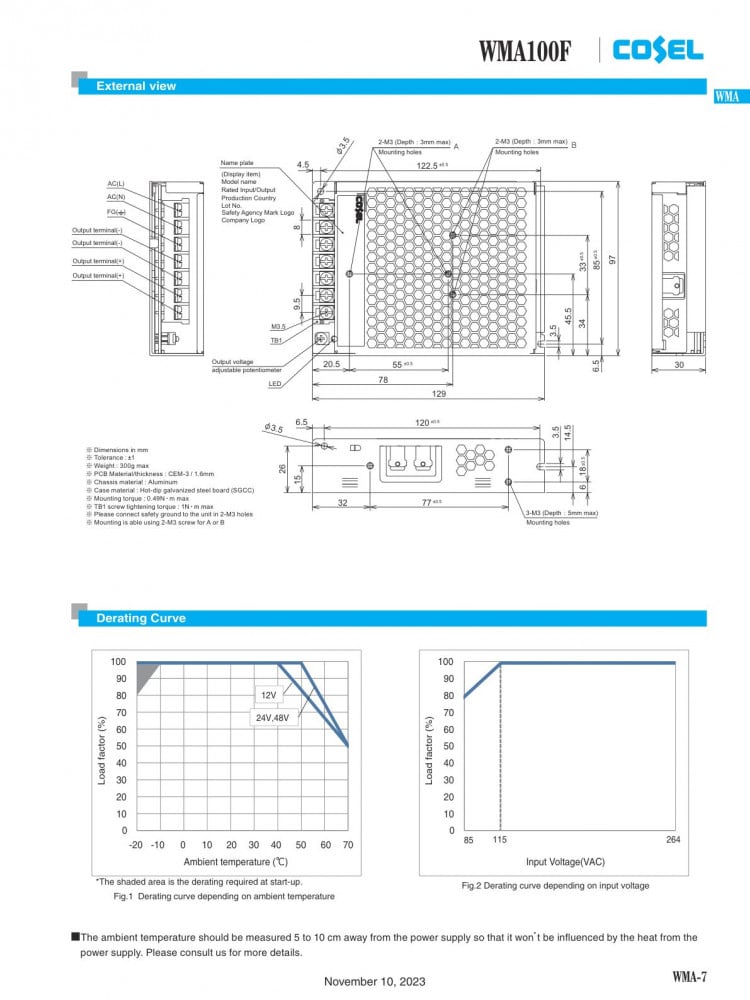 Cosel WMA series datasheet page 7