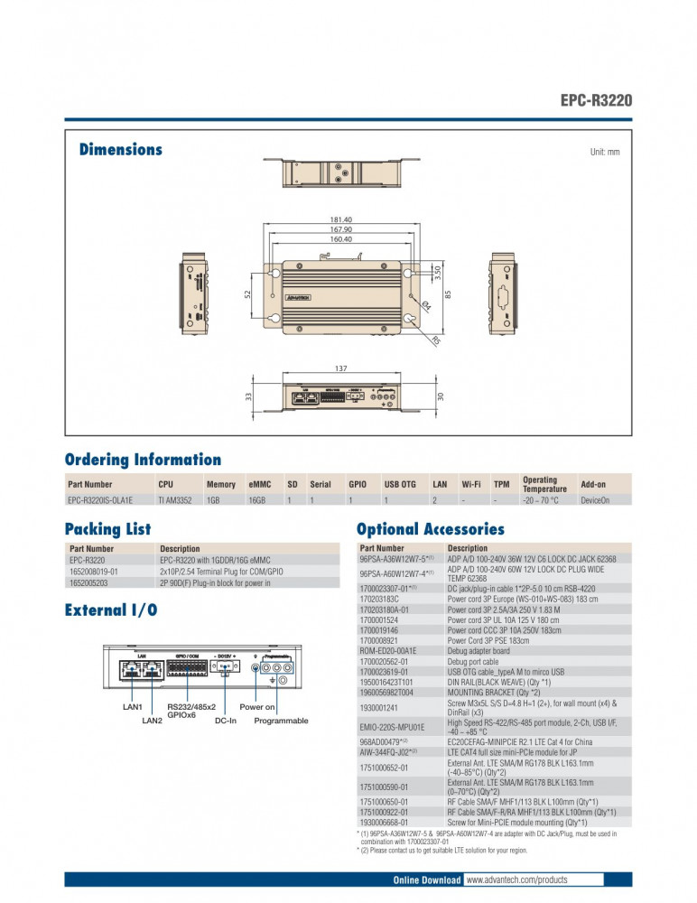 EPC-R3220 technical document page 2