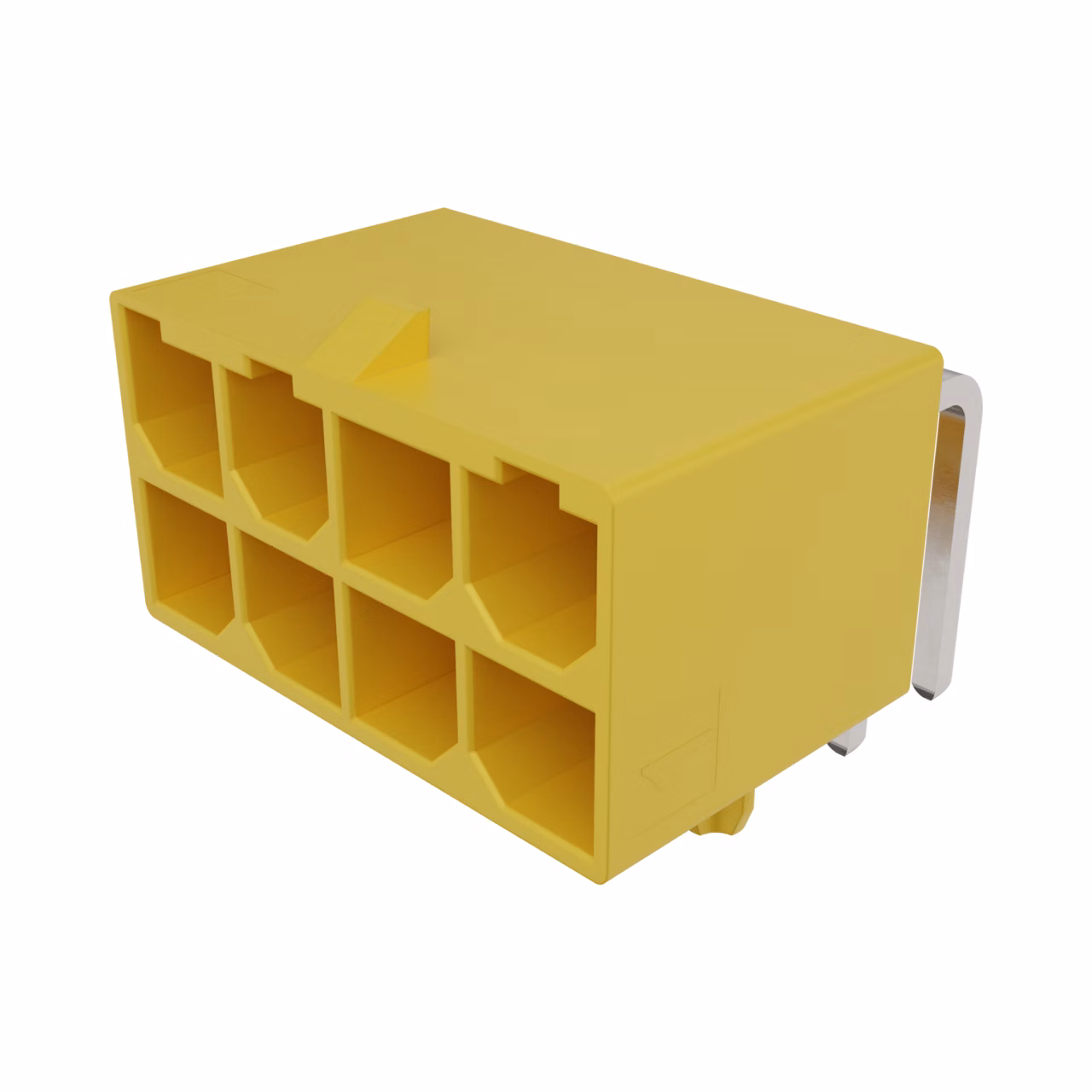 Mega-Fit ColorLock Right-Angle Header, 5.70mm Pitch, Through Hole, Dual Row, 8 Circuits, Matte Tin (Sn) Plating, 3.60mm Tail Length, Glow-Wire Capable, Tray, Yellow for sale