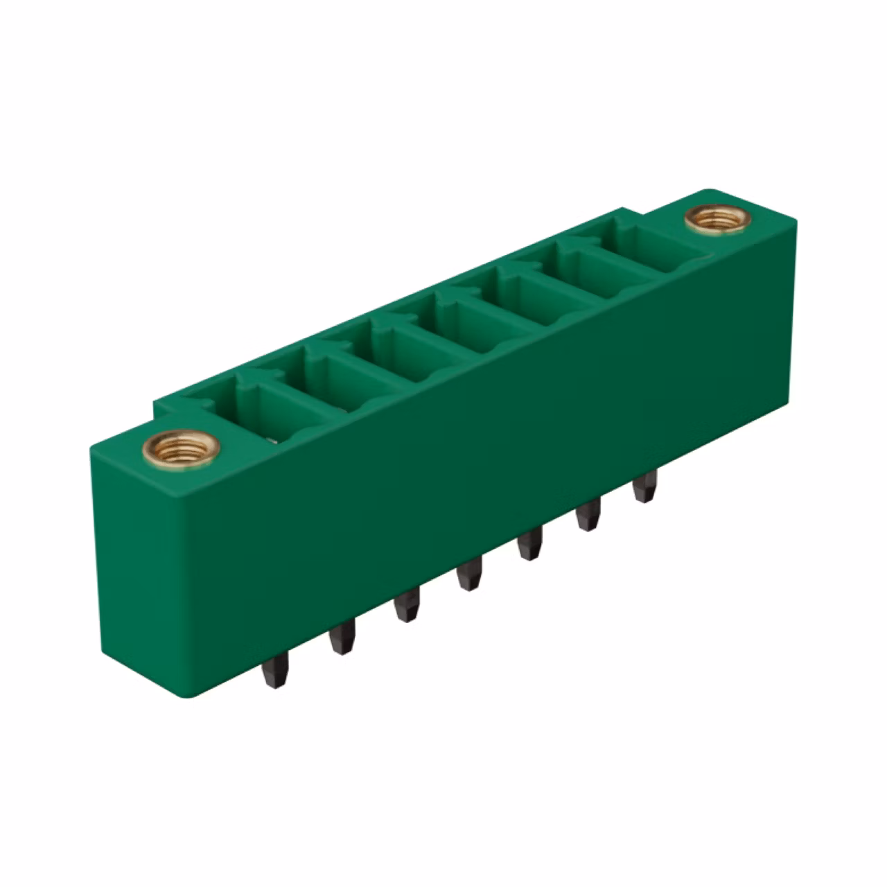 3.81mm Pitch Eurostyle Vertical PCB Header, with Threaded Retention Inserts, Green Housing, 7 Circuits for sale