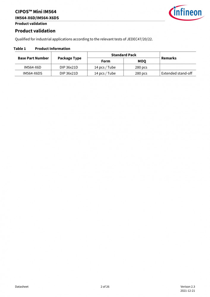 IM564-X6D datasheet page 2