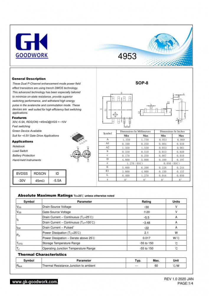 GOODWORK 4953-GK datasheet page 1