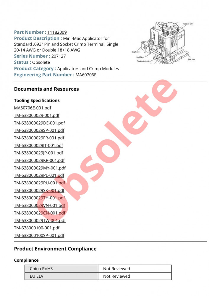 MOLEX 11182009 tooling document image 1