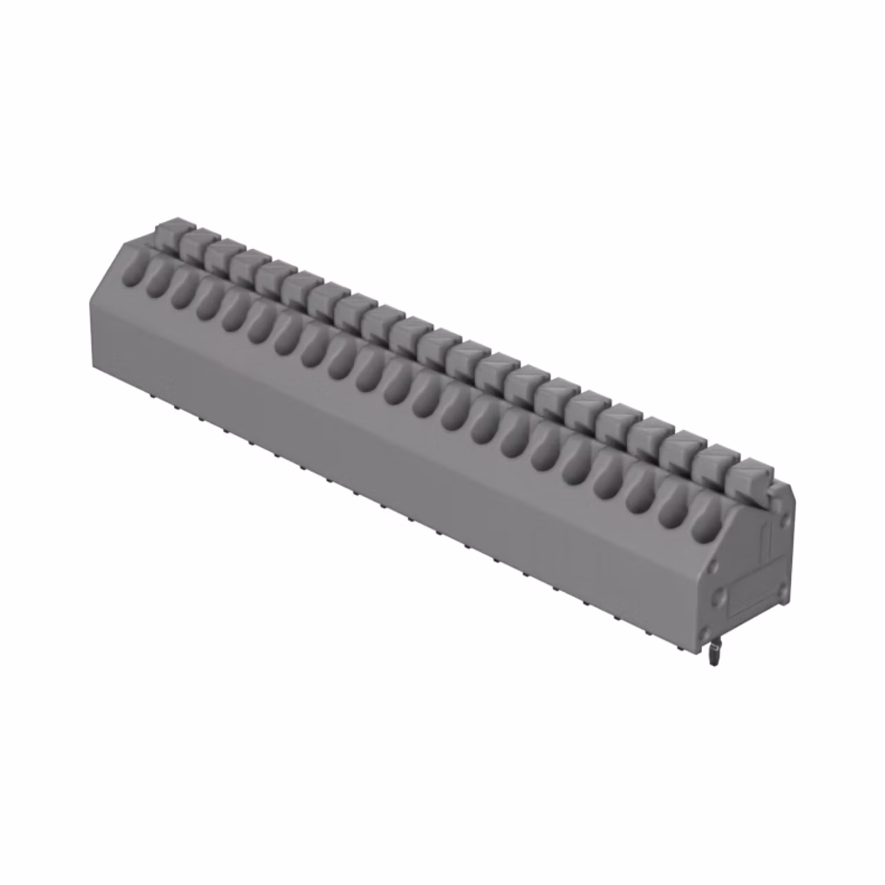 3.50mm Pitch, Eurostyle Fixed-Mount Push-Button Terminal Block, 45° Modular, 5A, 20-16 AWG, Light Gray, 21 Circuits for sale