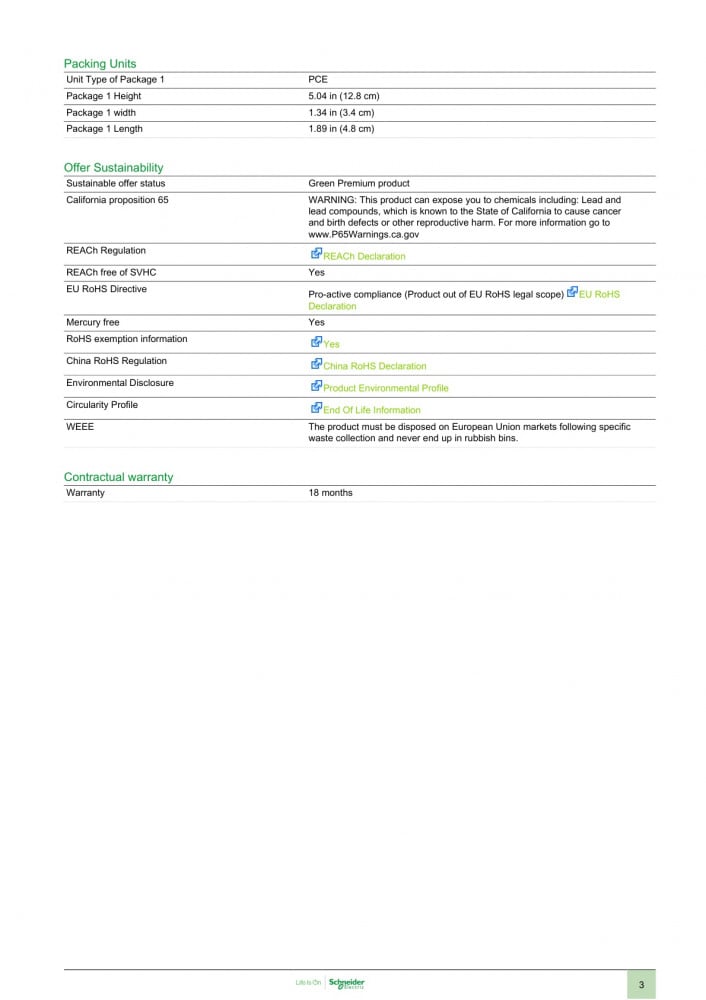 XB5AW3345 technical document page 3