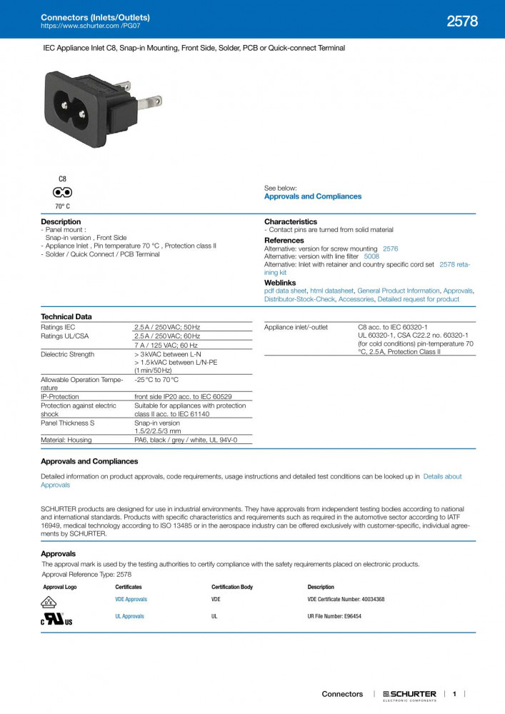 SCHURTER 6160.0138 document page 1
