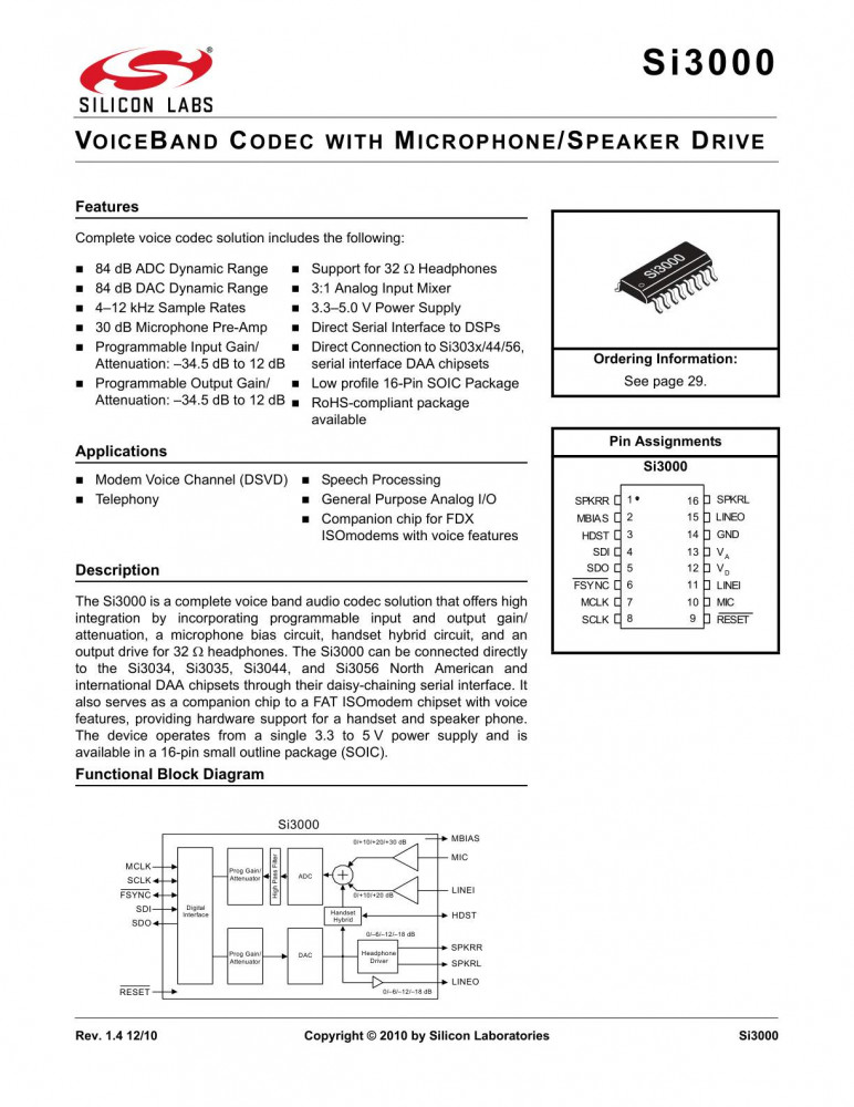 SI3000-C-FSR datasheet page 1